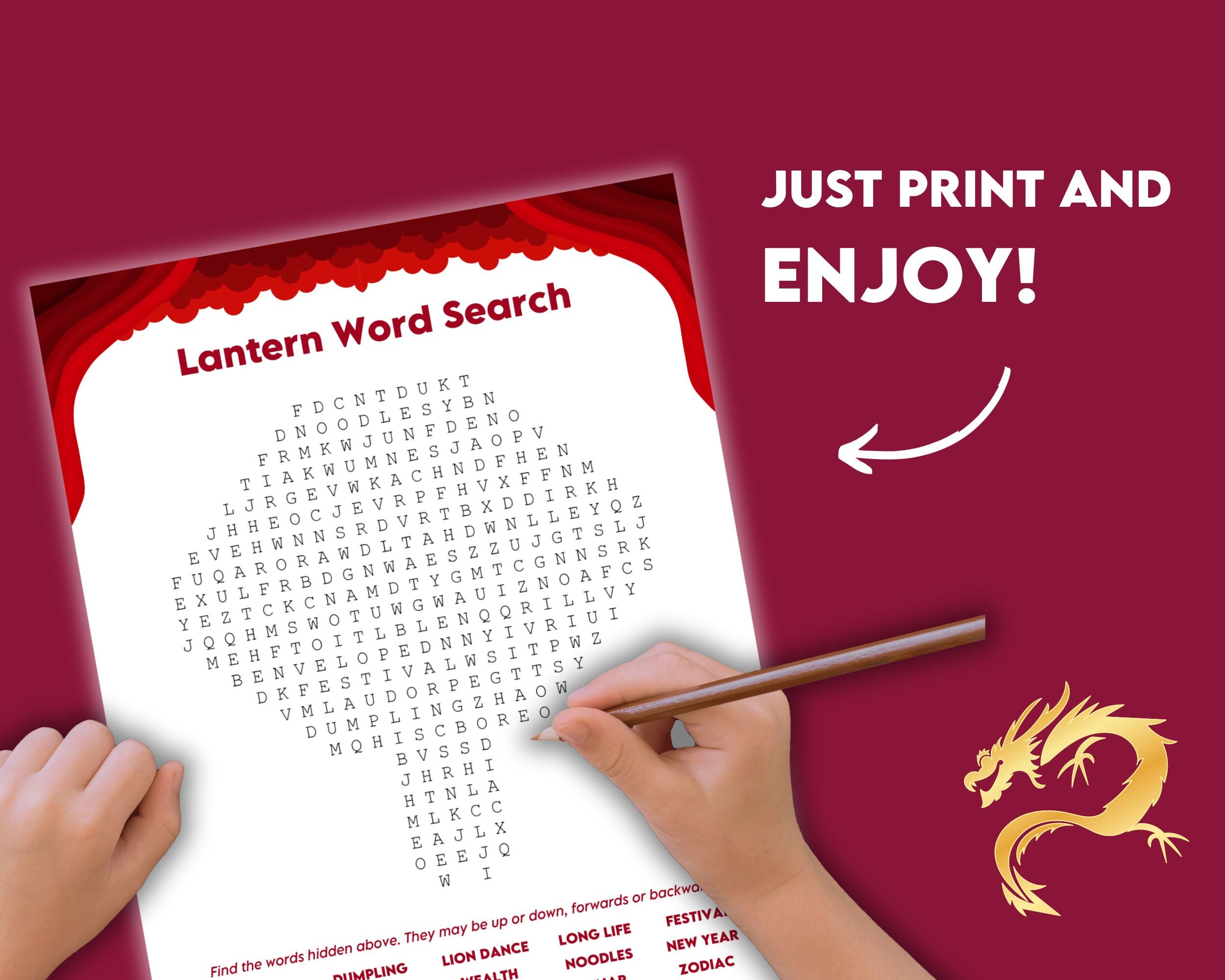 Year of the Dragon Printable Game Bundle for Chinese New Year, Lunar ...