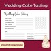 Wedding Cake Tasting Sheet, Bride Cake Planner Tasting Score Card for ...