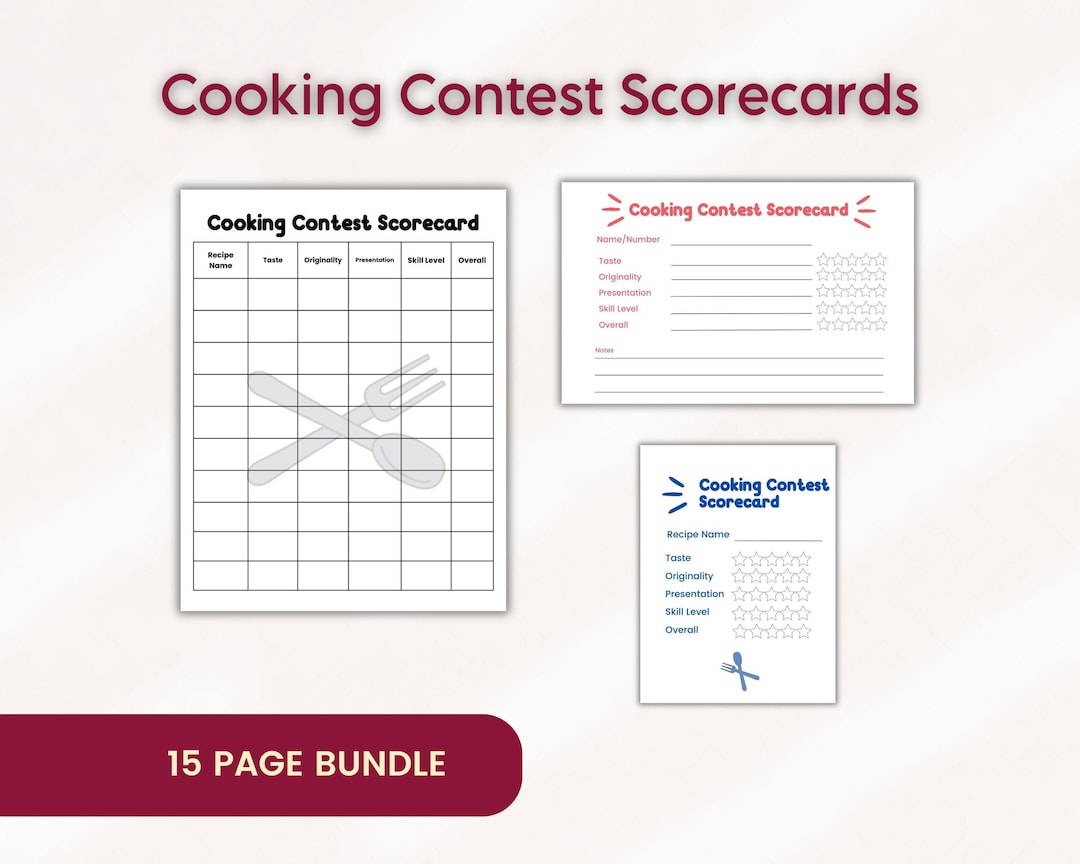 Cookoff Scorecard Bundle – Printable Food Tasting Game Pack (printable ...