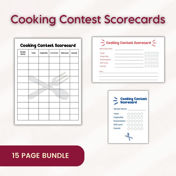 Bake off Score Sheet - Etsy