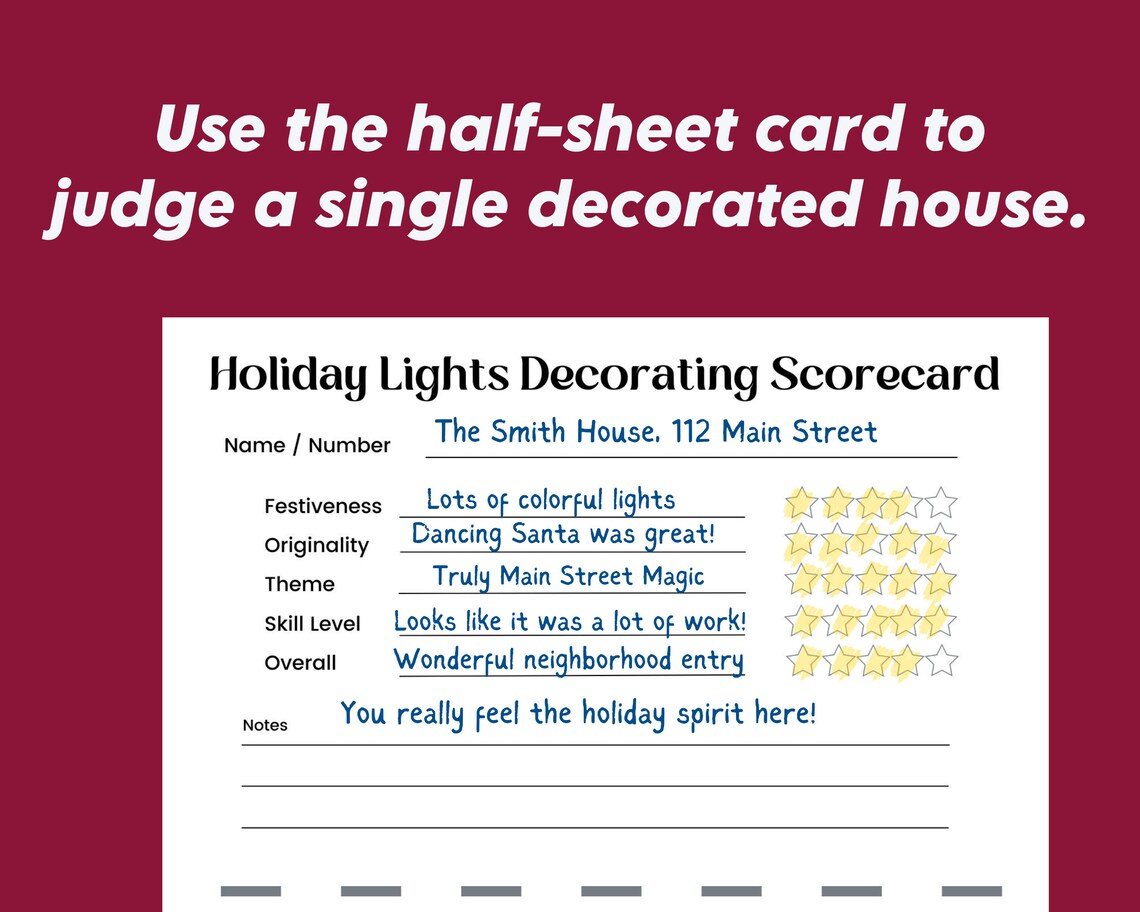 Christmas Lights Judging Scorecard – Holiday Decoration Contest ...