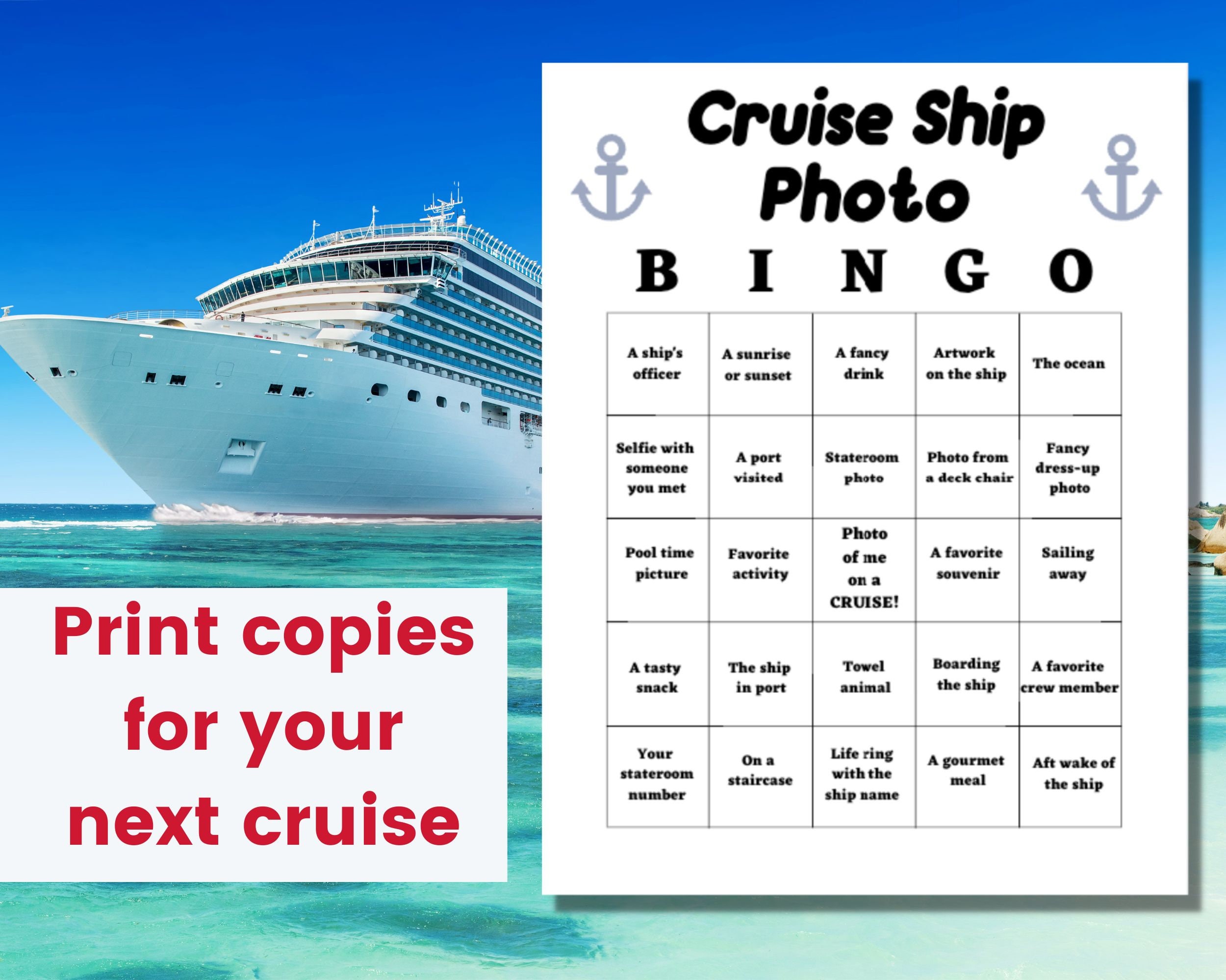 Cruise Ship Bingo Printable Activity for Cruise Groups - Etsy Australia
