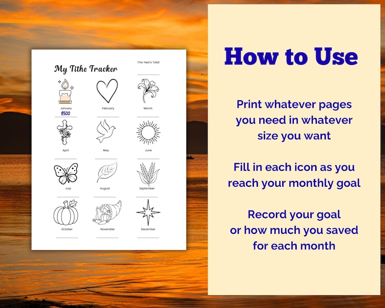 Annual Tithing & Giving Tracker Printable – Monthly Faith-based Giving ...