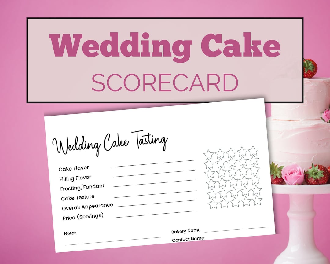 Wedding Cake Tasting Scorecard – Bride Cake Planner Printable (PDF ...