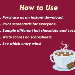 Hot Chocolate Scorecard Printable Tasting Sheet Winter Party Game ...