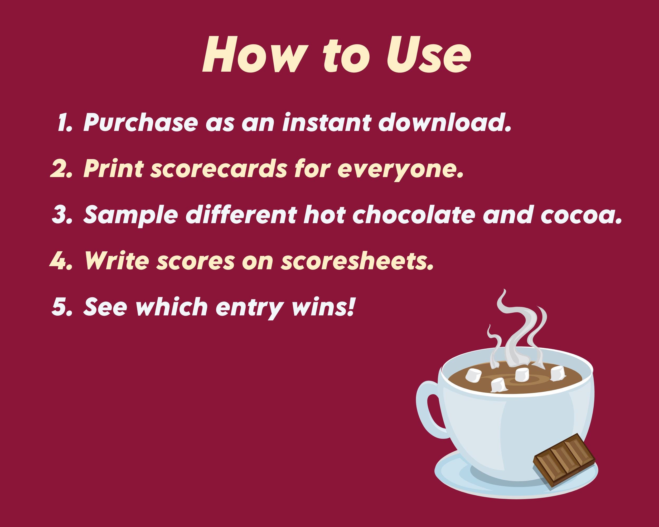 Hot Chocolate Tasting Game – Winter Scorecard Cozy Party Activity (PDF ...
