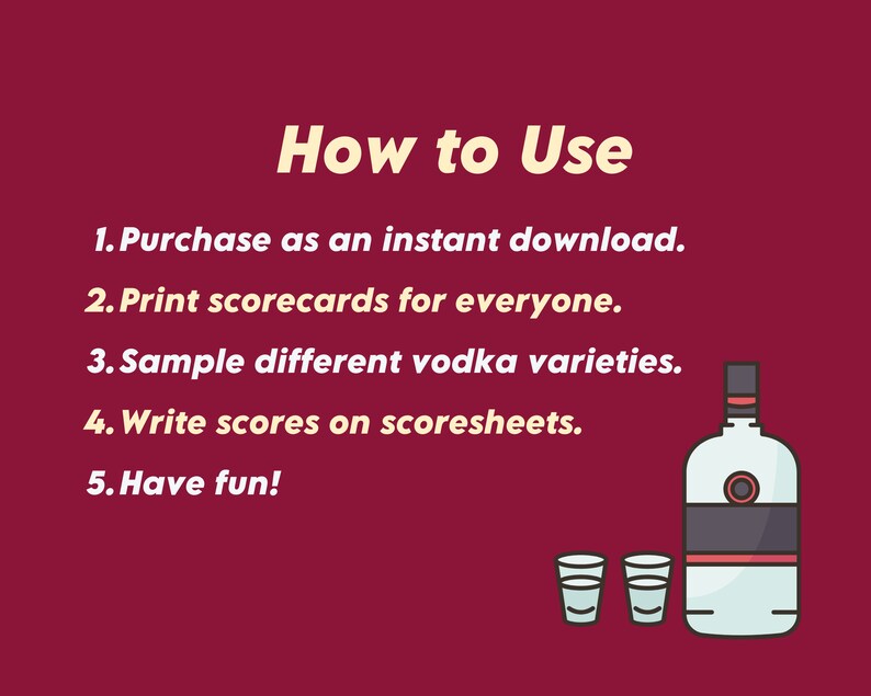 Vodka Tasting Scorecard – Printable Party Game for Drink Flights (PDF ...