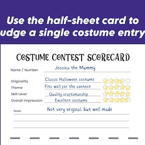 Costume Contest Scorecard – Halloween Party & Cosplay Judging Printable ...