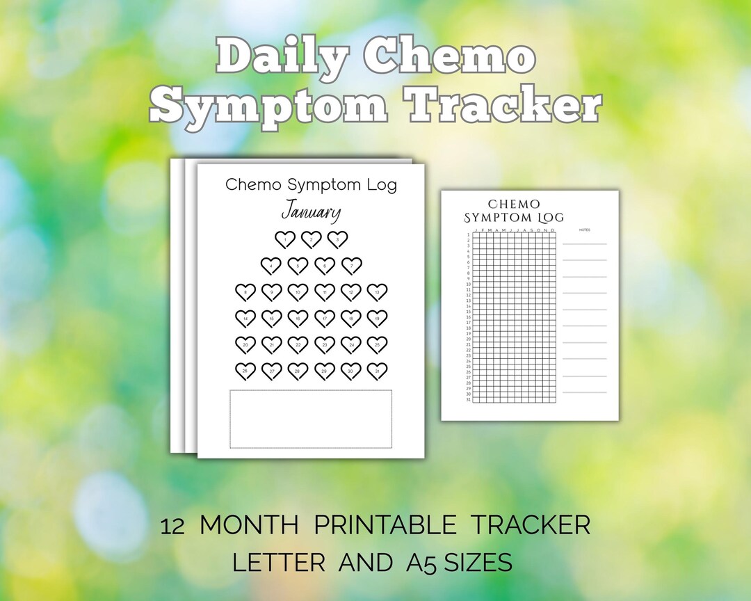 Chemo Symptom Tracker Printable 12-month Minimalist Cancer Health Log ...