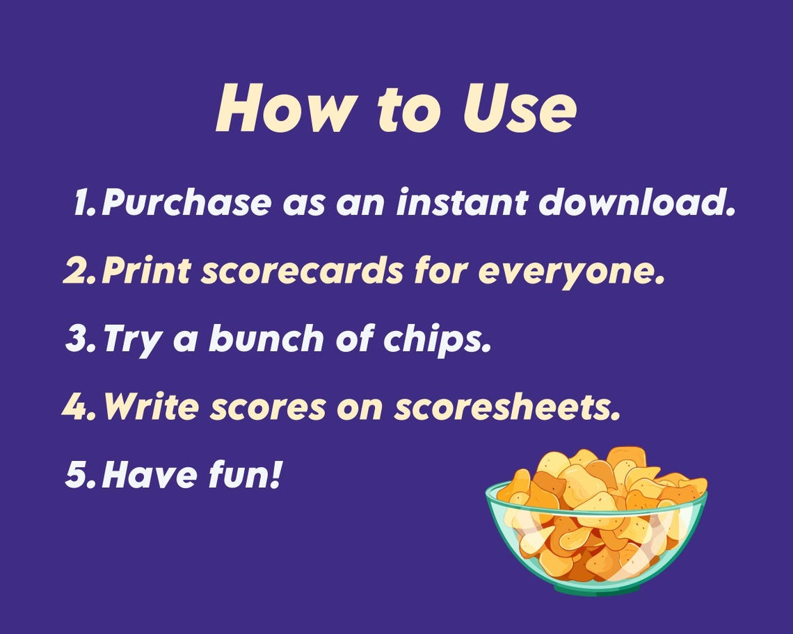 Chips Tasting Scorecard – Potato Chip Flavor Ranking Party Game ...