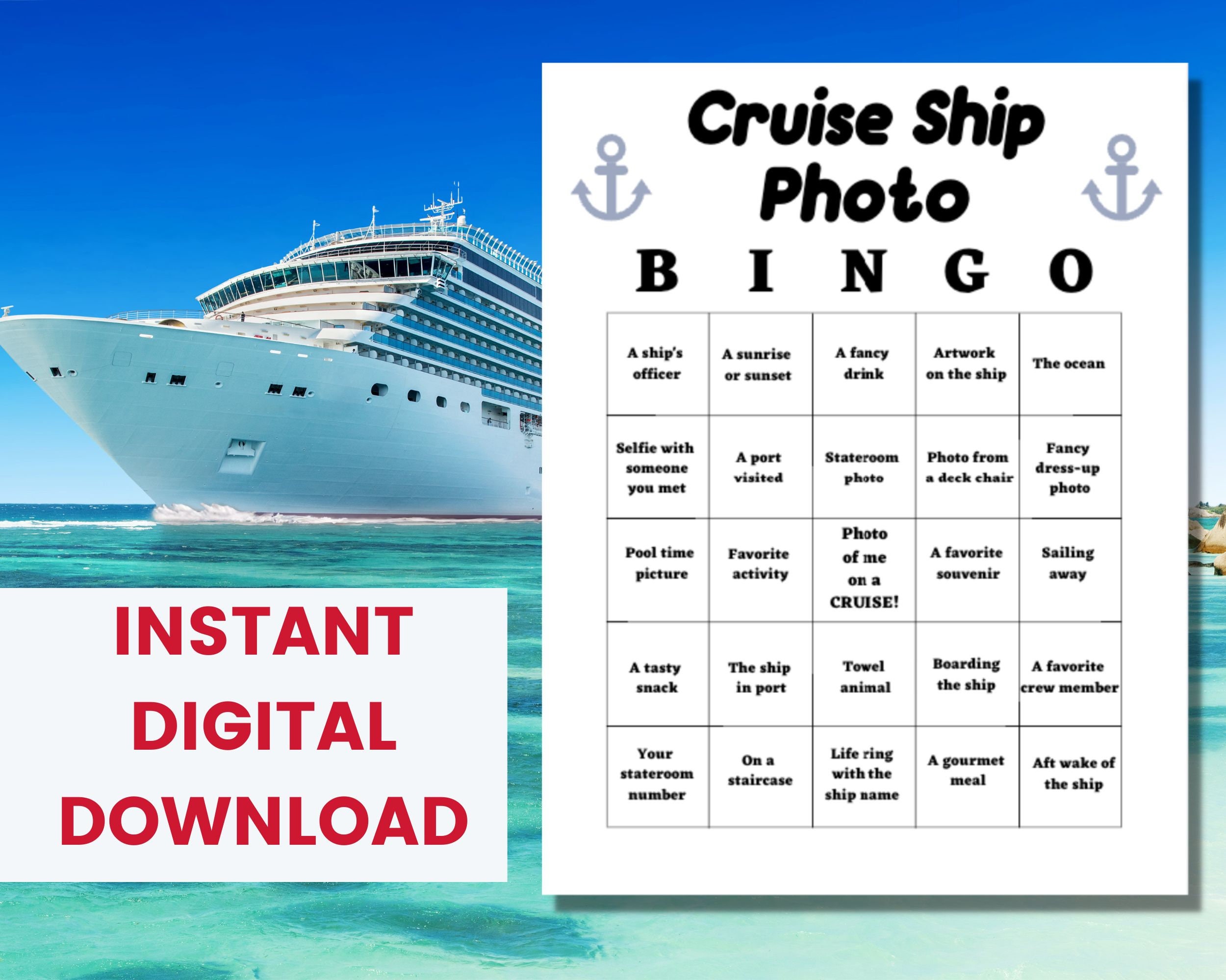Cruise Ship Bingo Printable Activity for Cruise Groups - Etsy