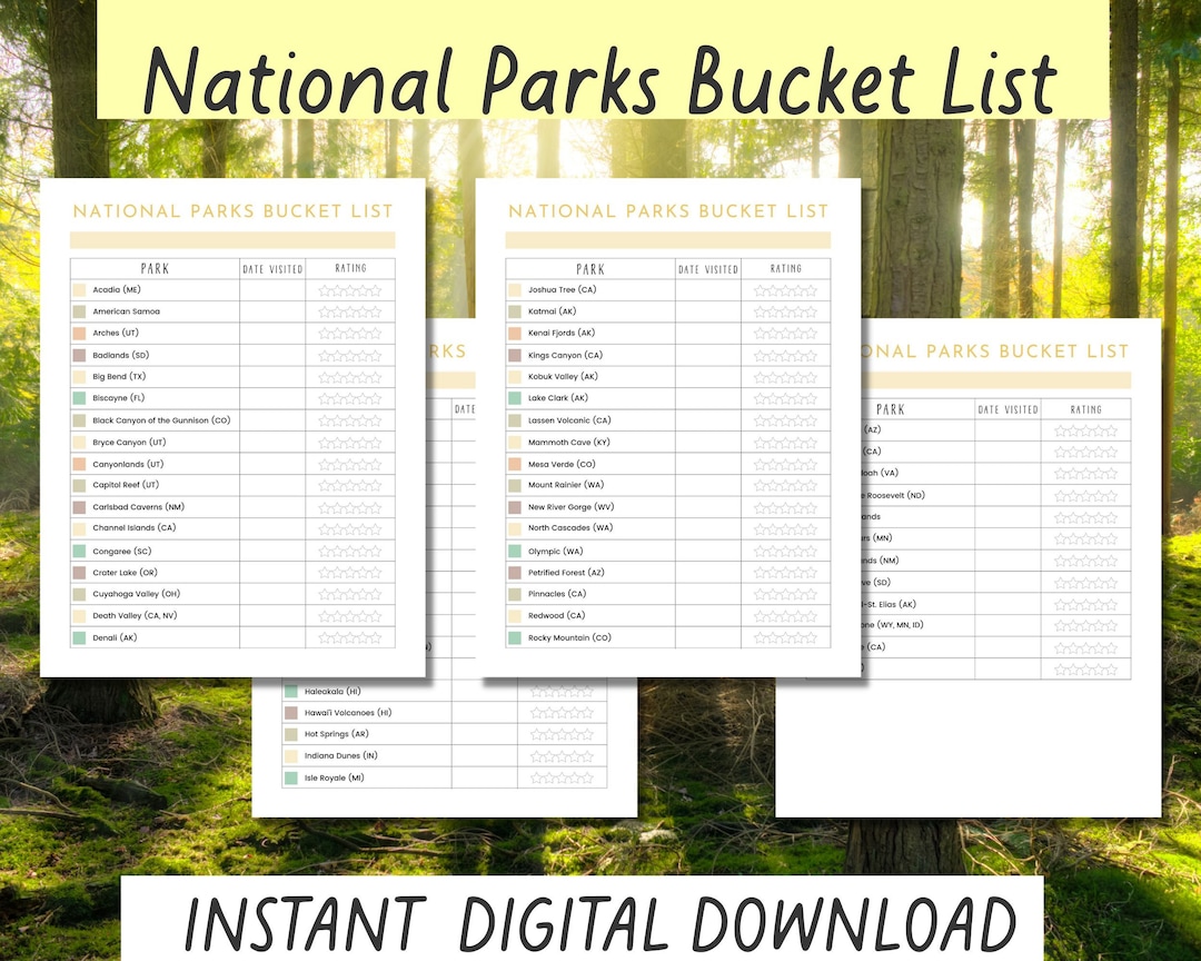 National Parks Bucket List Printable | Keep Track of Your National ...