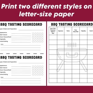 BBQ Cookoff Scorecard – Printable Backyard Barbecue Food Tasting Game ...