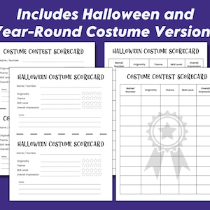 Costume Contest Scorecard – Halloween Party & Cosplay Judging Printable ...
