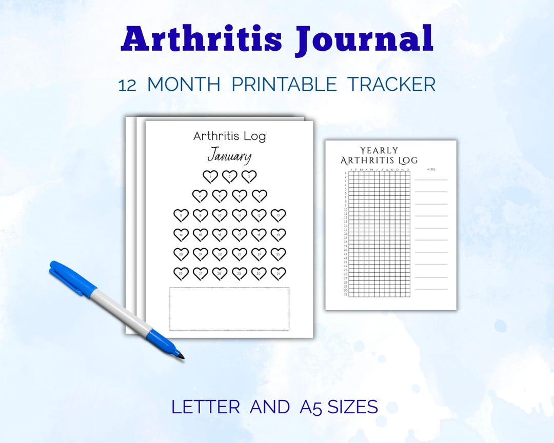 12 Month Arthritis Tracker – Printable Chronic Pain Symptom Journal ...