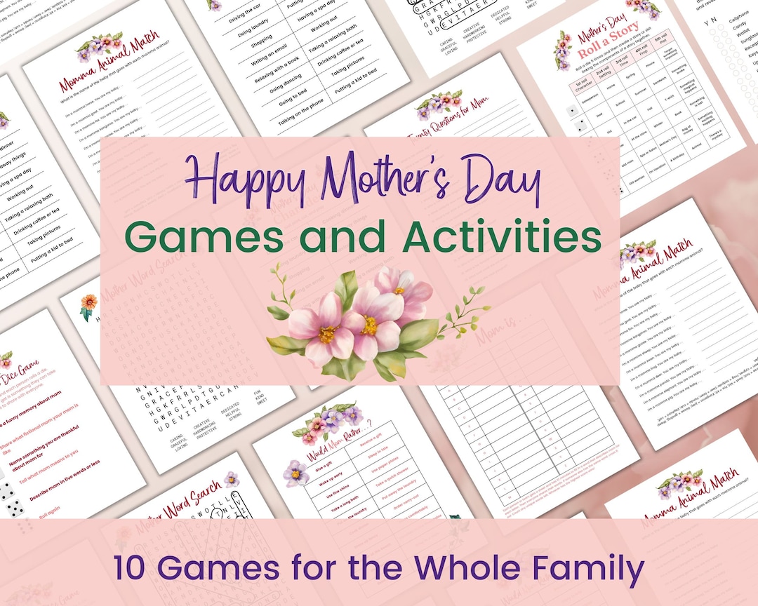 Mother's Day Activities for Kids and Adults, Mothers Day Games Bundle ...