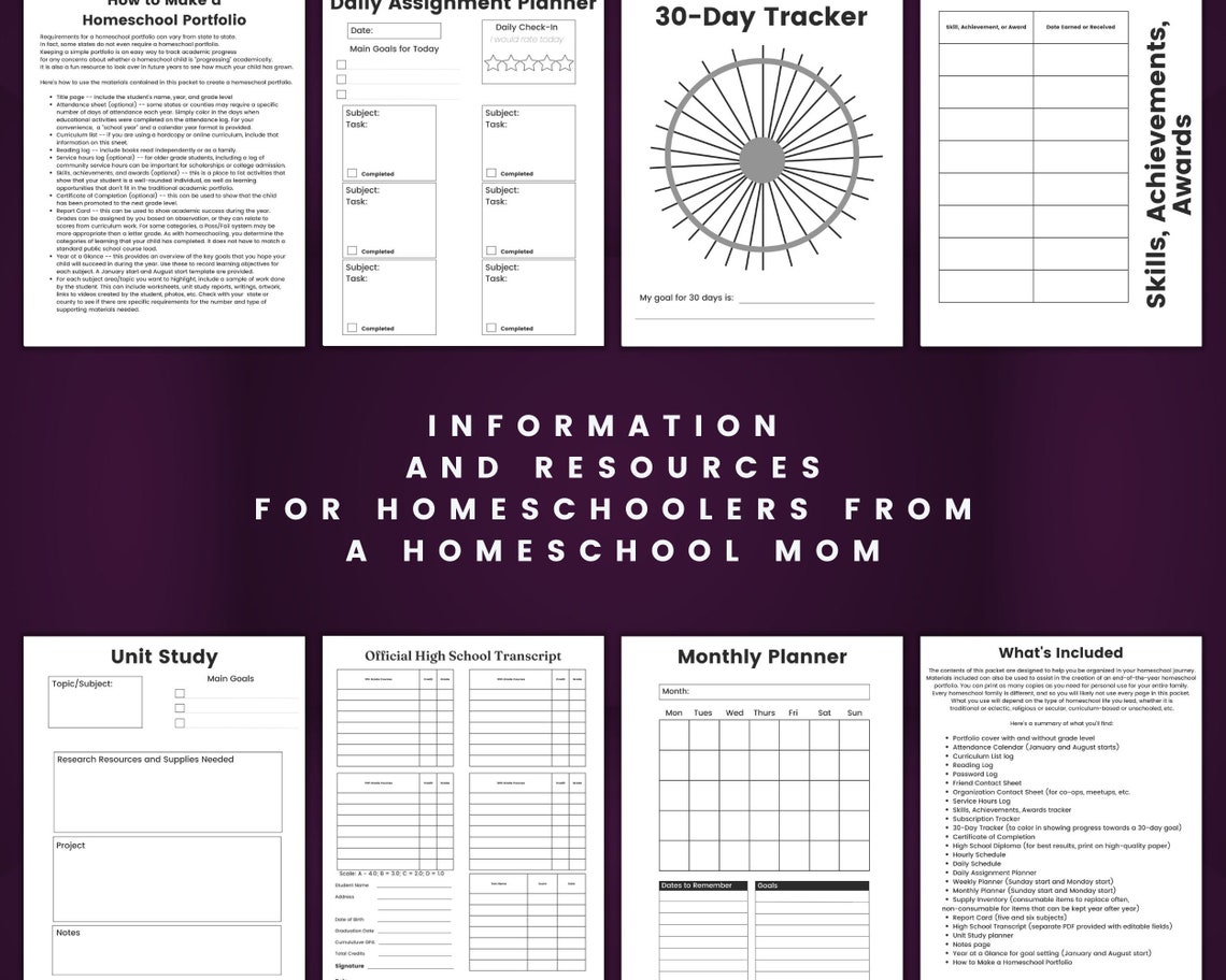 Homeschool Planner Printable and Home Education Portfolio With - Etsy