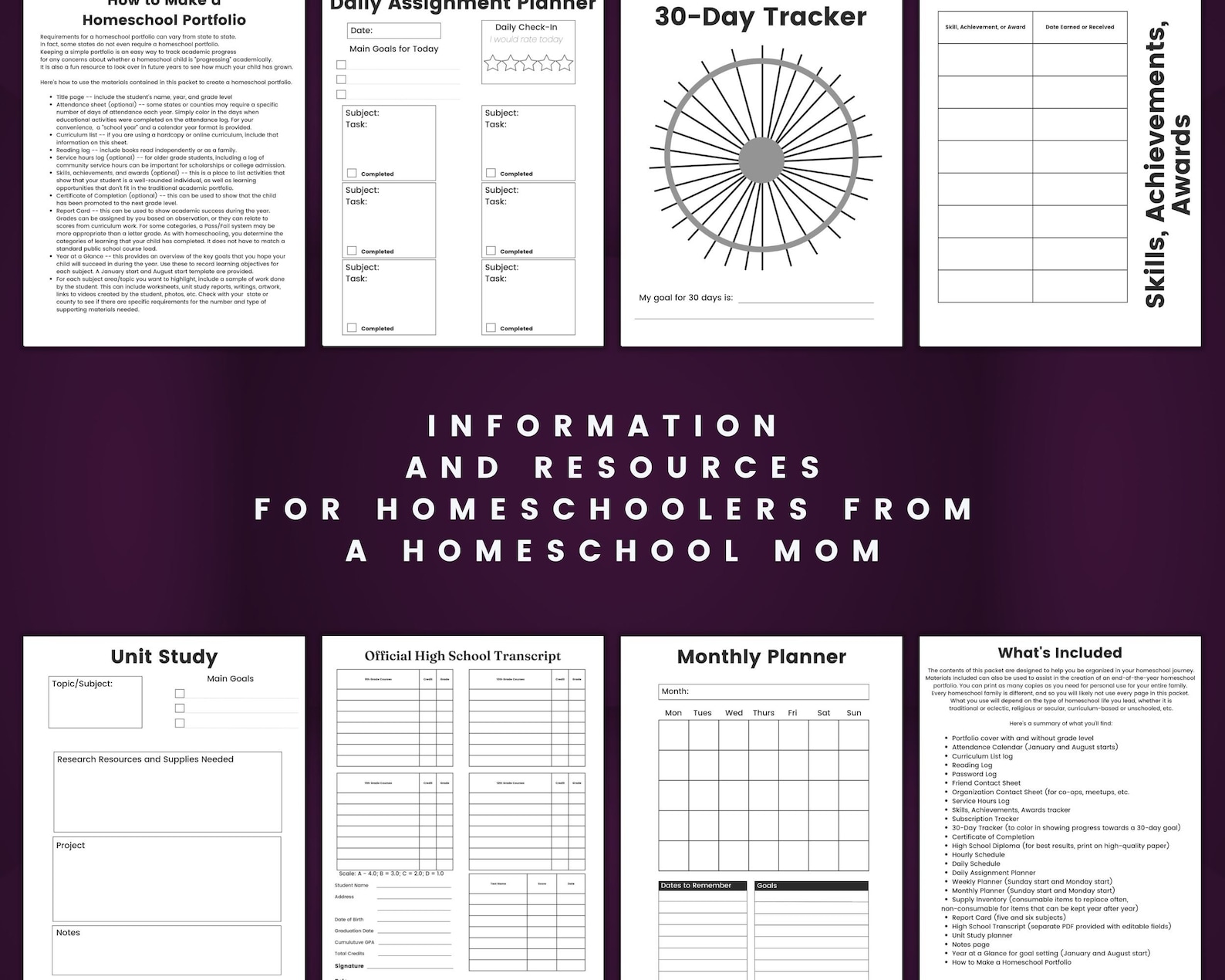 Homeschool Planner Printable and Home Education Portfolio With - Etsy