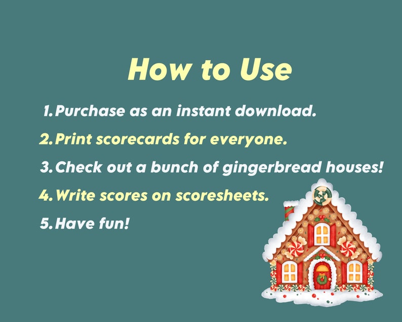 Gingerbread House Decorating Scorecard – Holiday Contest Game (PDF ...