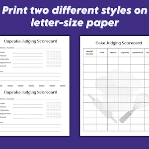 Cake & Cupcake Tasting Scorecard – Printable Judging Sheets for Pastry ...