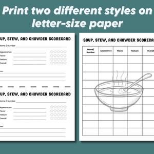 Soup Cookoff Scorecard – Stew & Chowder Tasting Game (PDF Download) - Etsy