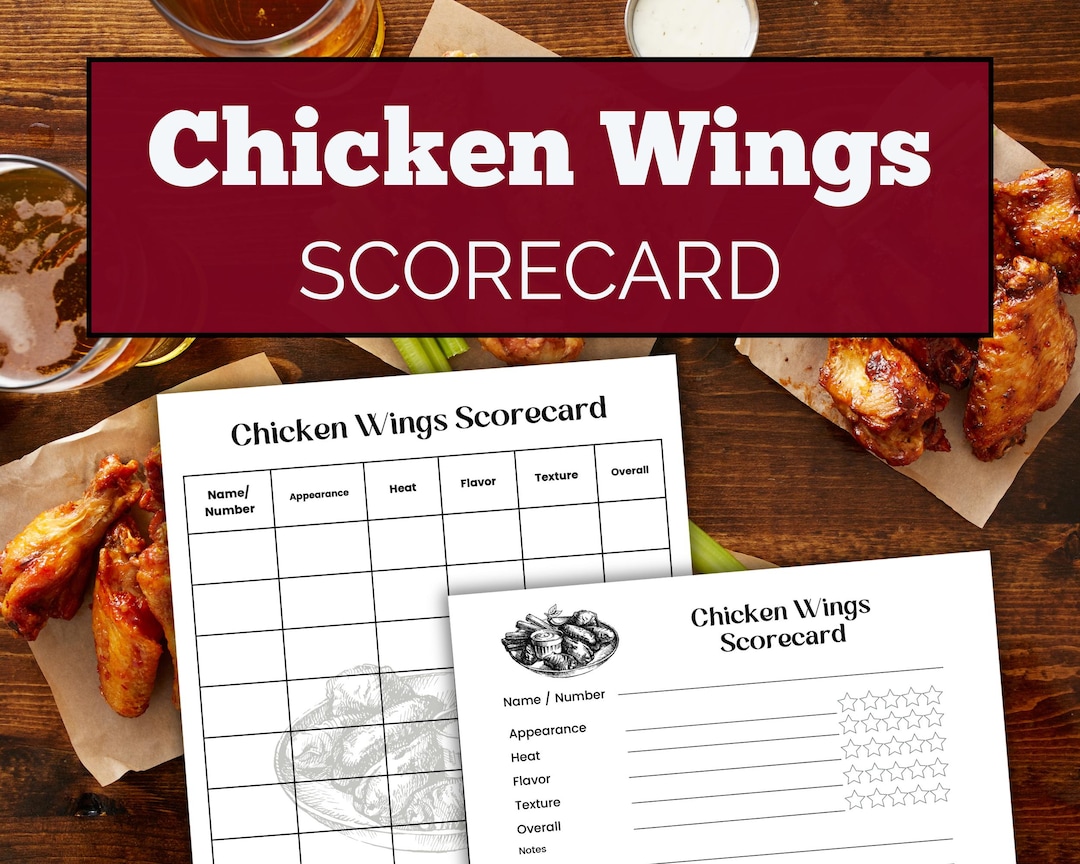 Chicken Wings Tasting Scorecard – Spicy Food Party Game, Buffalo Wings ...