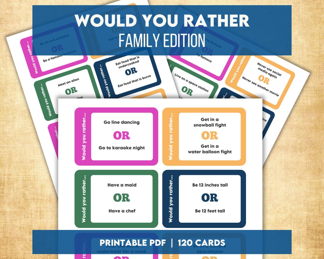Would You Rather Conversation Starter Cards – Family & Group Icebreaker ...