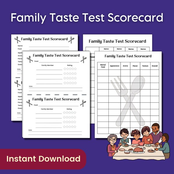 Taste Test Score Card - Etsy