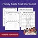 Family Taste Testing Challenge Contest Score Card, Dinner or Party Food ...