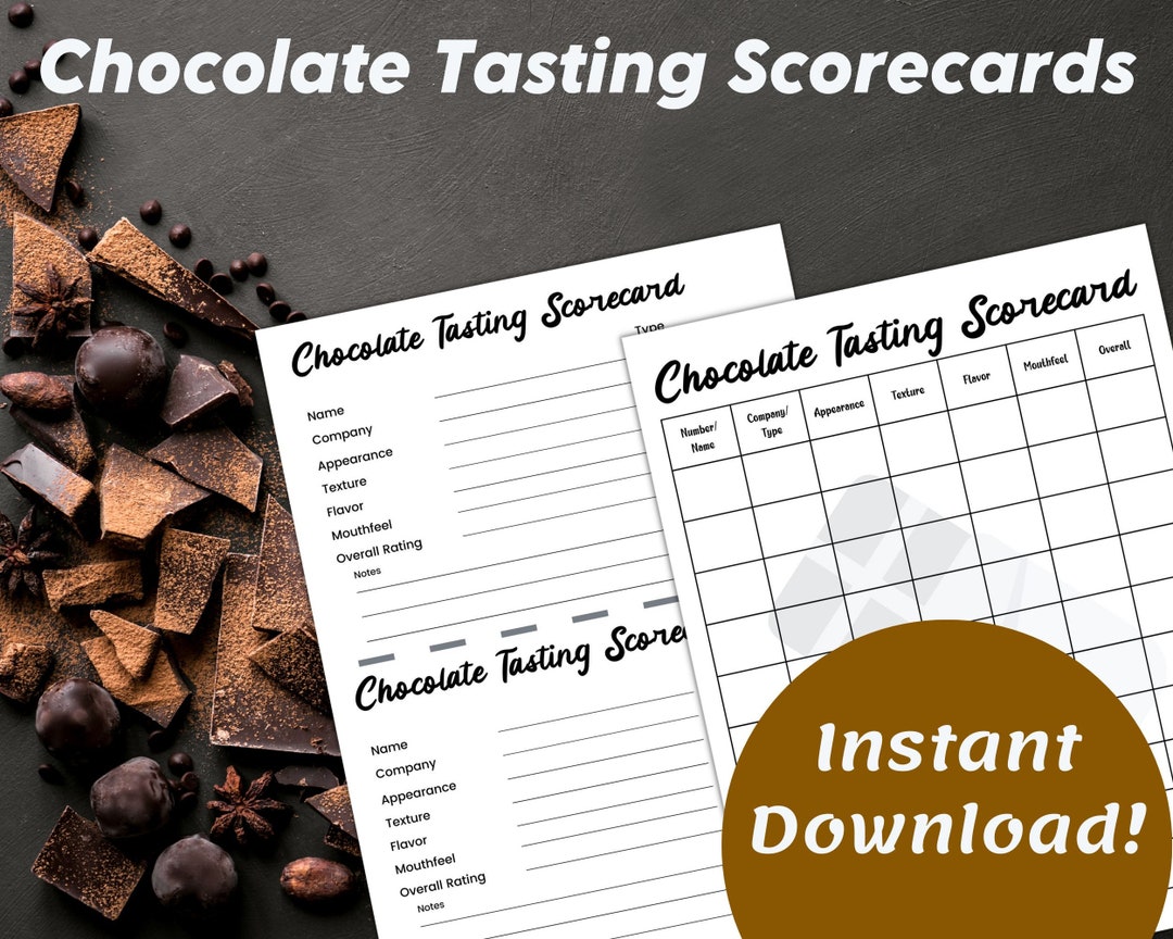Chocolate Tasting Score Card Gourmet Chocolate Bar Party - Etsy