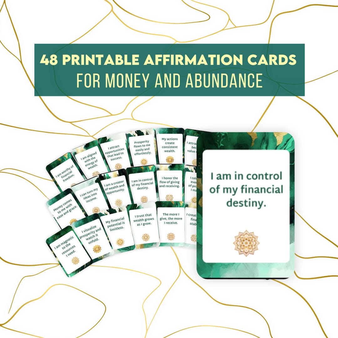 Money & Abundance Printable Affirmation Cards for Financial Wealth ...