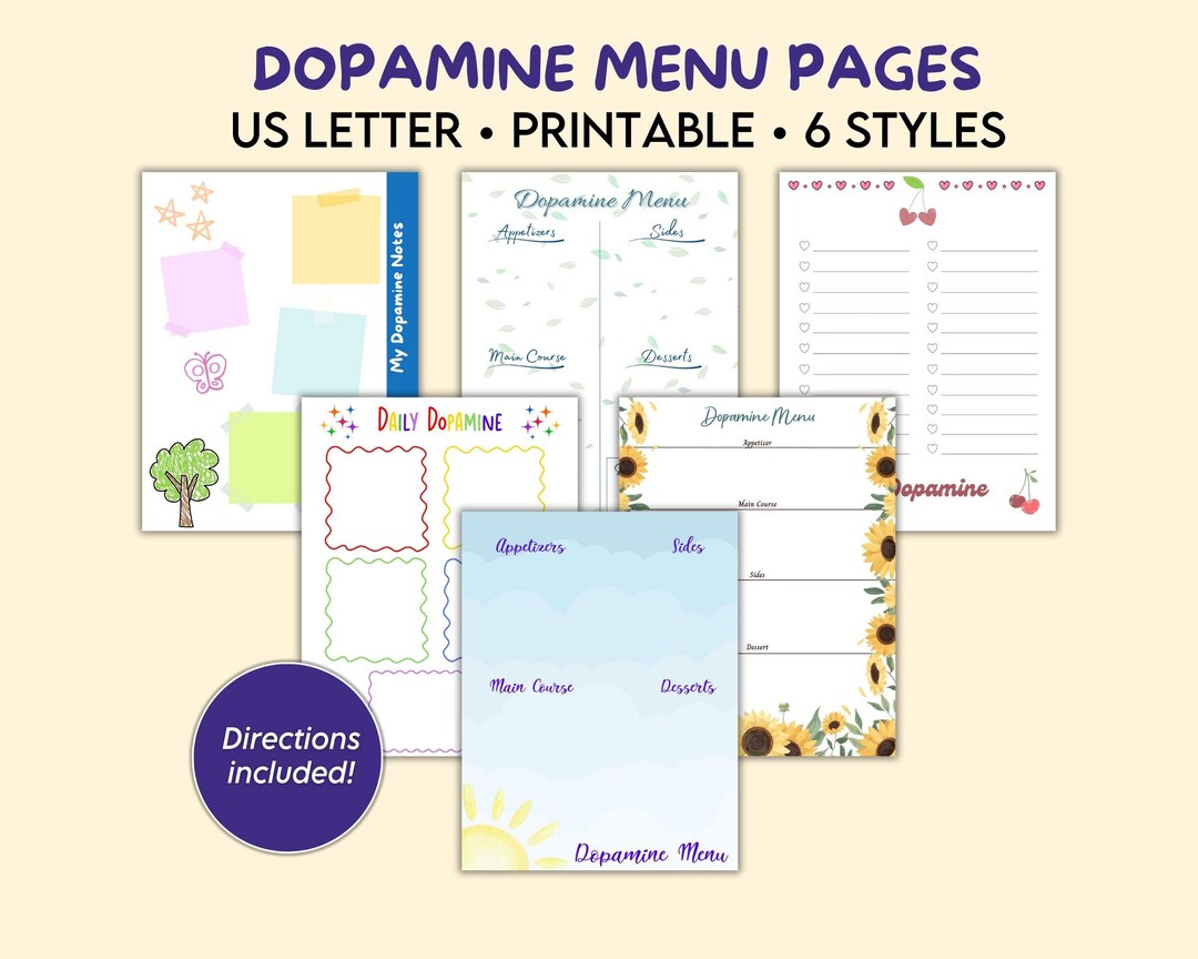 Dopamine Menu Template for Self Care Detox and Positive Thinking ...