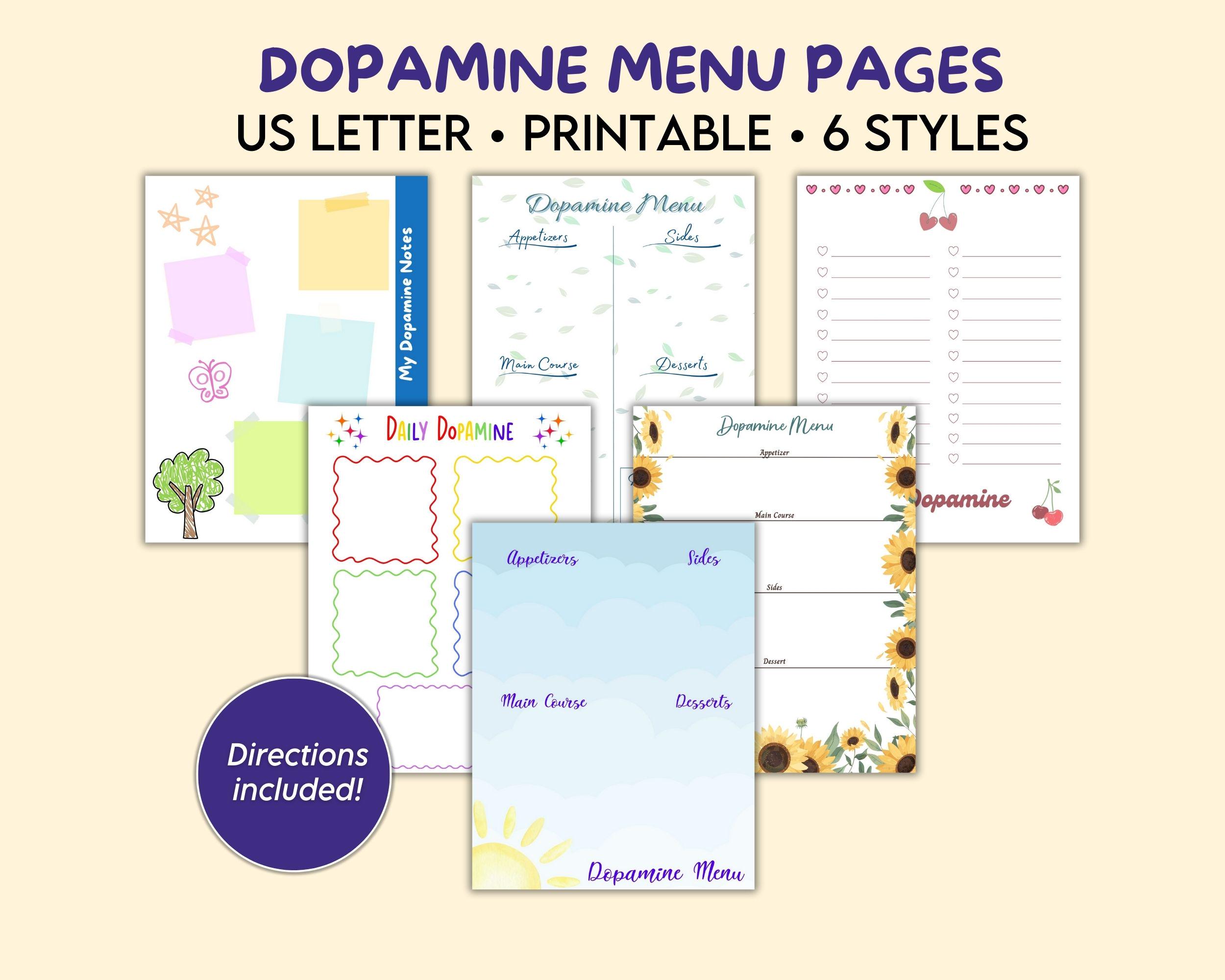 Dopamine Menu Template for Self Care Detox and Positive Thinking ...