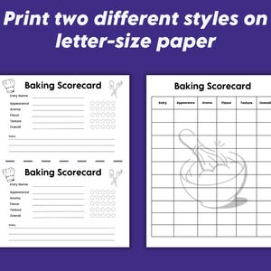 Baking Contest Scorecard – Printable Taste Test Party Challenge ...