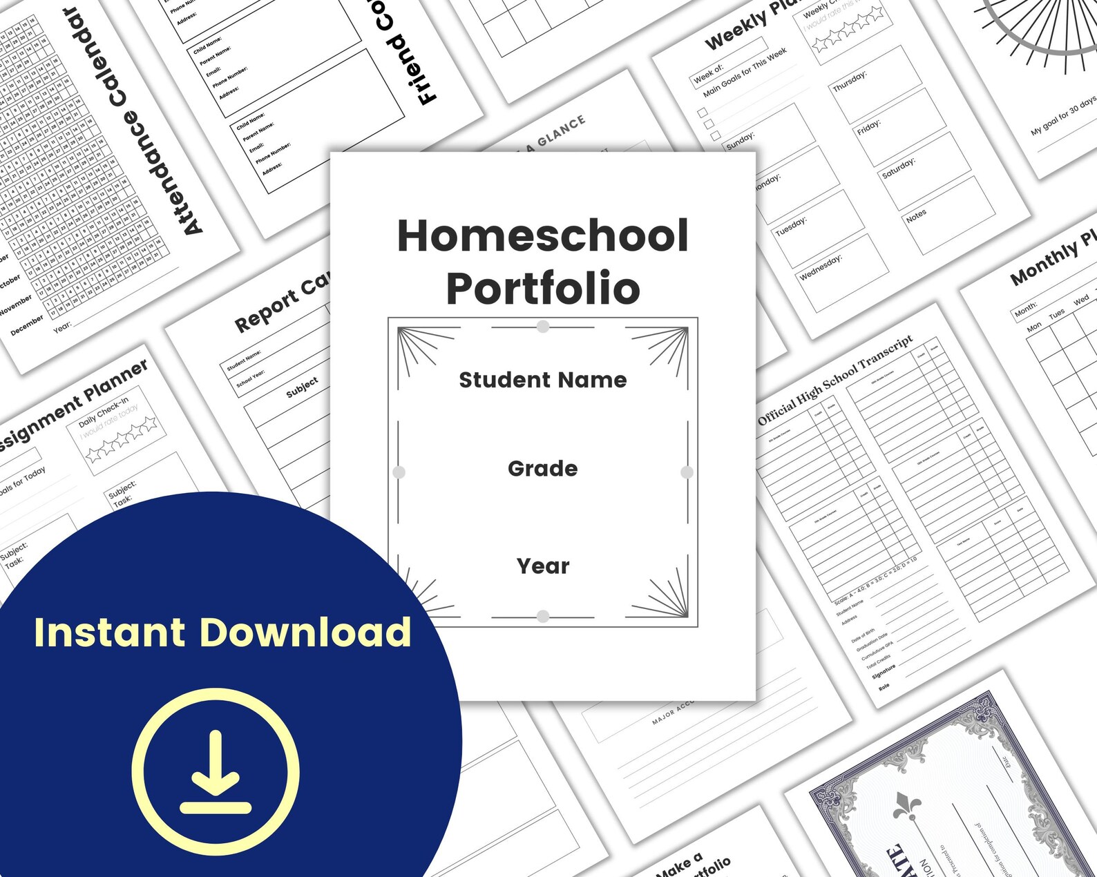 Homeschool Planner Printable and Home Education Portfolio With - Etsy