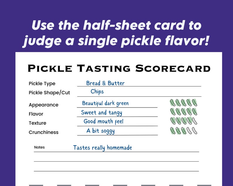 Pickle Tasting Scorecard – State Fair or Family Food Game Printable ...
