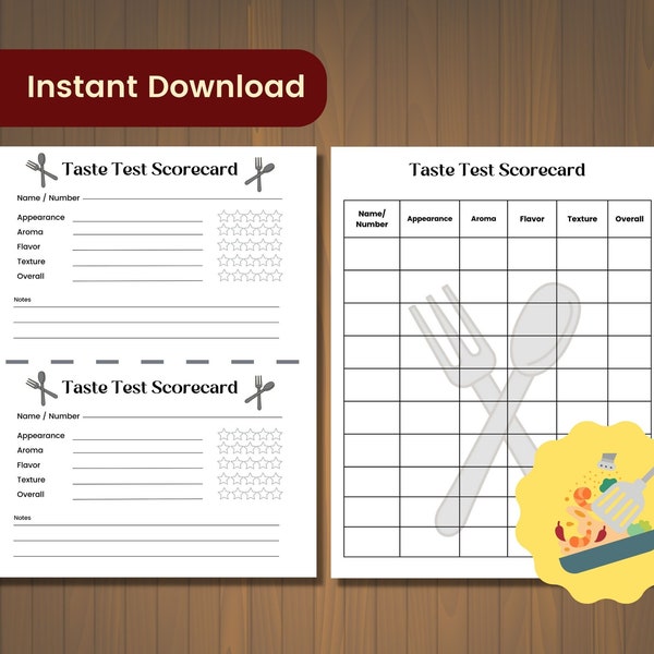 Taste Testing Score Card - Etsy