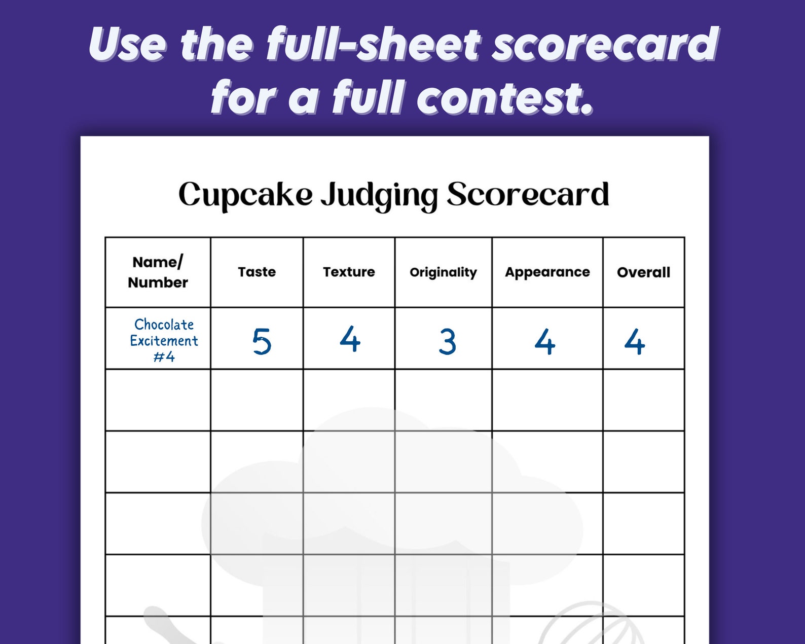 Cake & Cupcake Tasting Scorecard – Printable Judging Sheets for Pastry ...