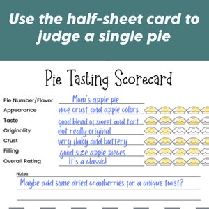 Pie Tasting Scorecard – Printable Judging Game for Parties & County ...