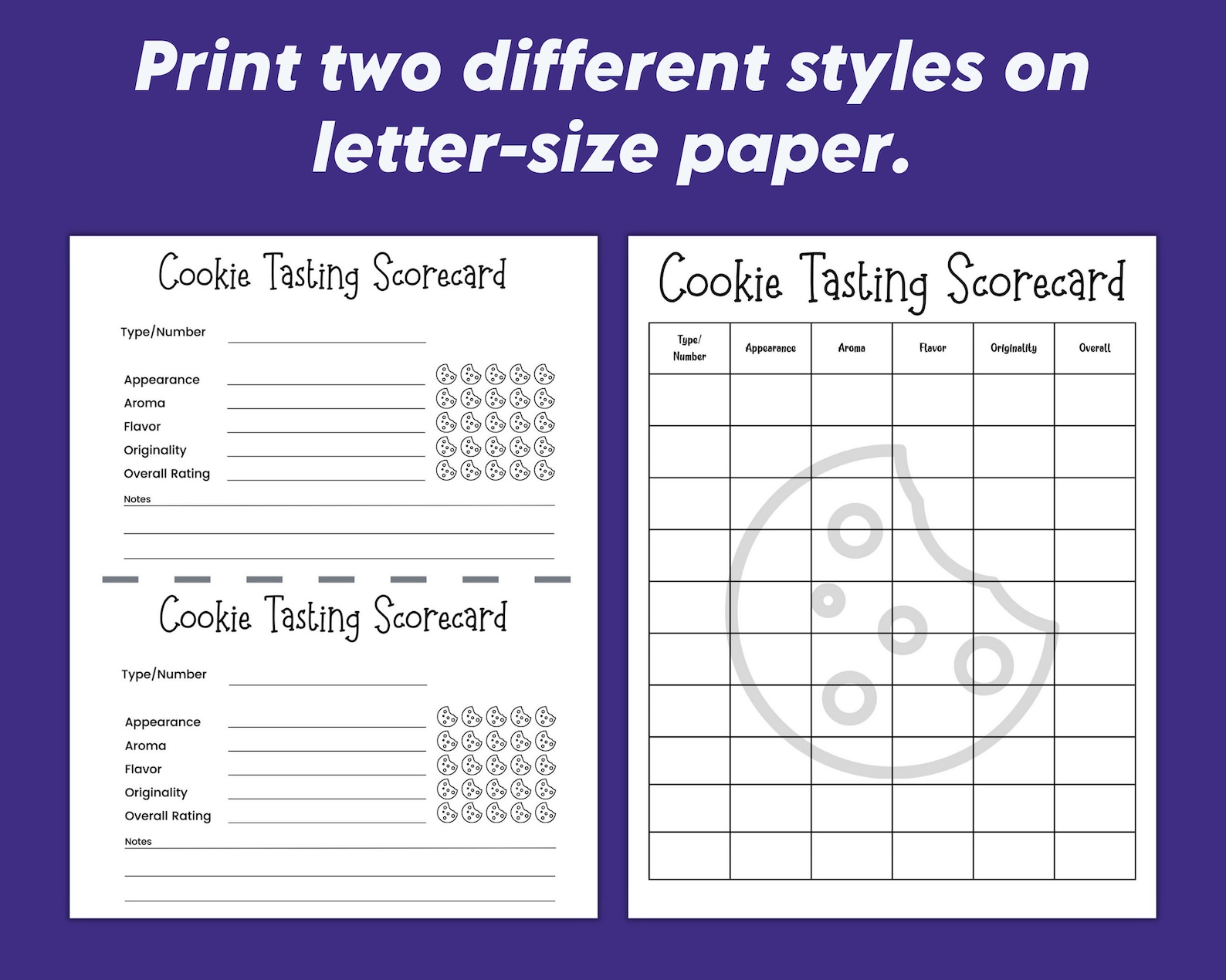 Cookie Tasting Party Score Card, Cookie Competition Contest Scorecard ...