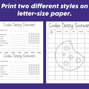 Cookie Tasting Scorecard – Printable Party Game for Baking Contests ...