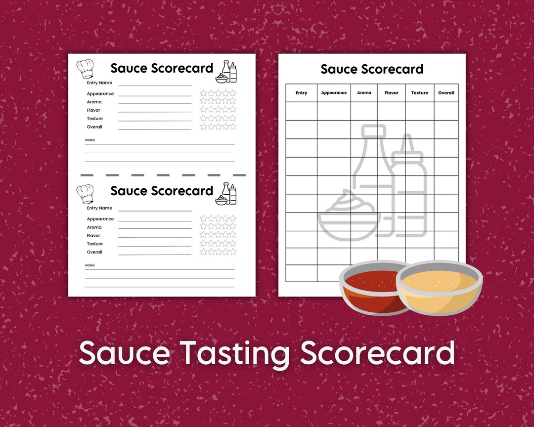 Sauce Tasting Score Card, Scorecards for Taste Test Contest, Hot Sauce ...