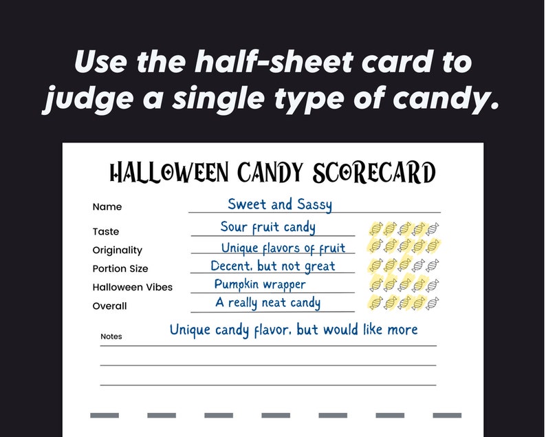 Halloween Candy Score Card, Spooky Season Party Contest Judges ...