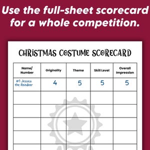 Christmas Costume Contest Scorecard: Printable Holiday Judging (PDF) - Etsy