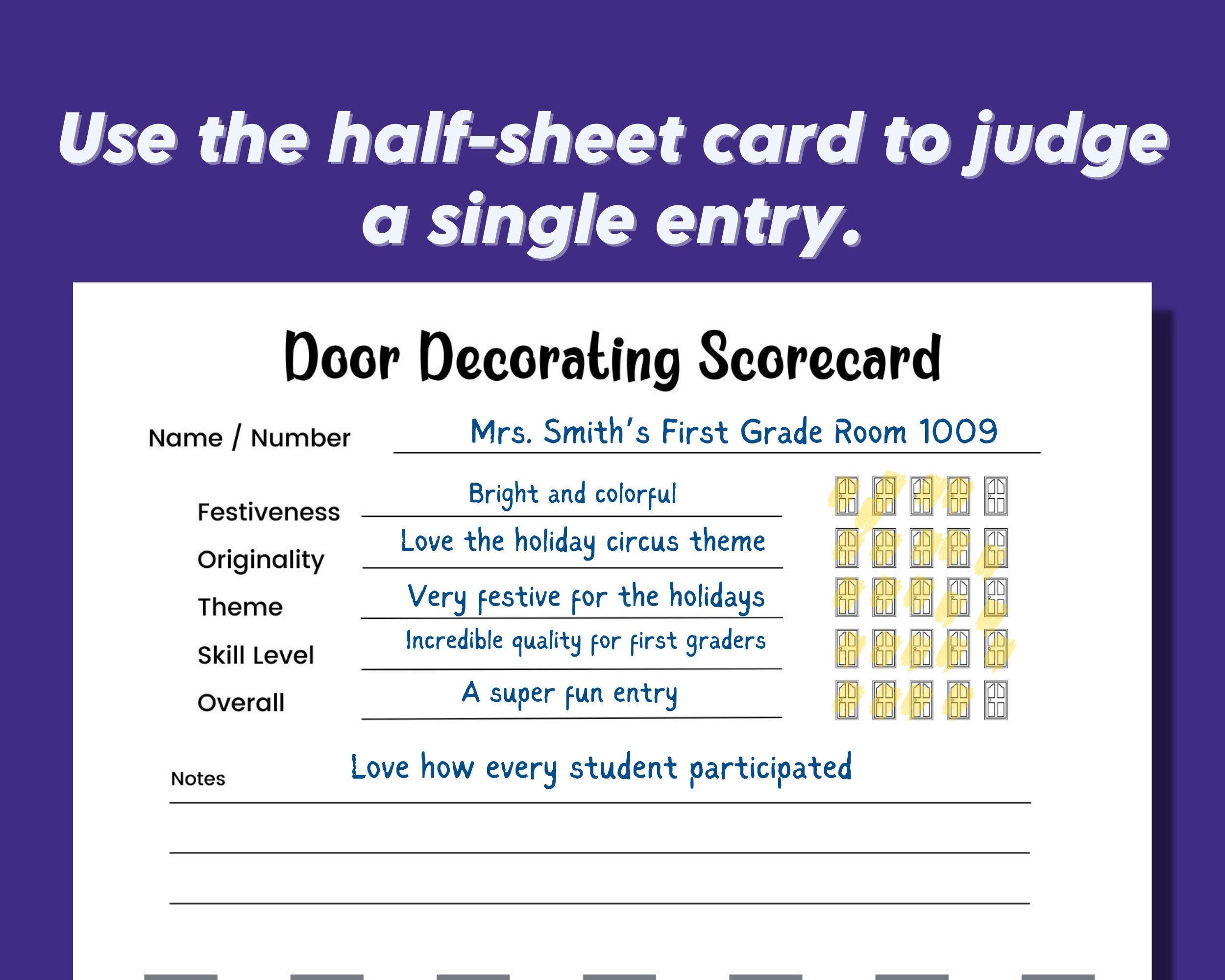 Door Decorating Contest Scorecard – Holiday Party Game Printable for ...