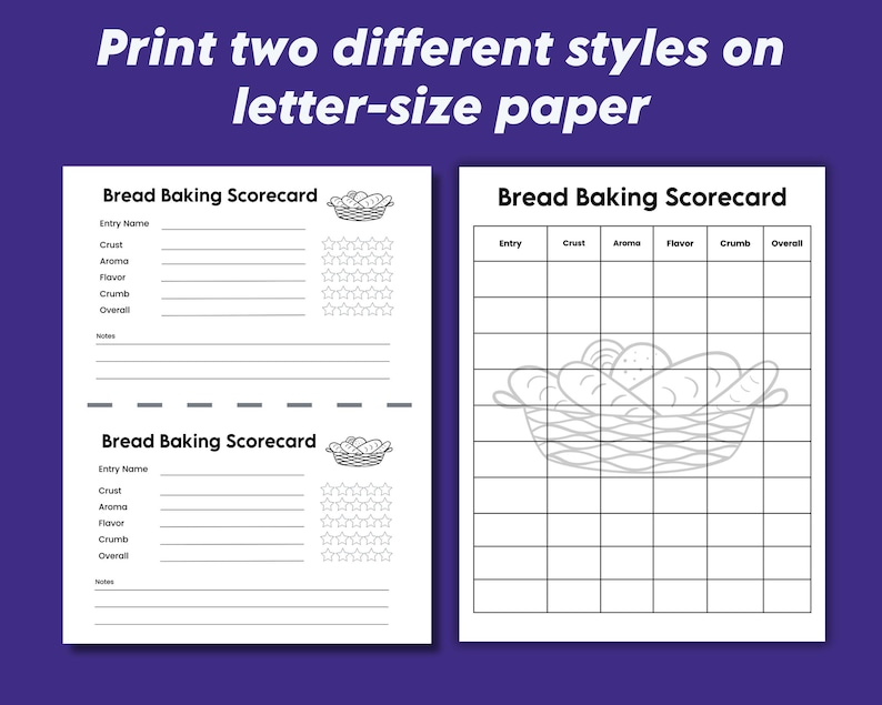 Bread Tasting Scorecard – Baking Challenge Judging Sheets and Sourdough ...