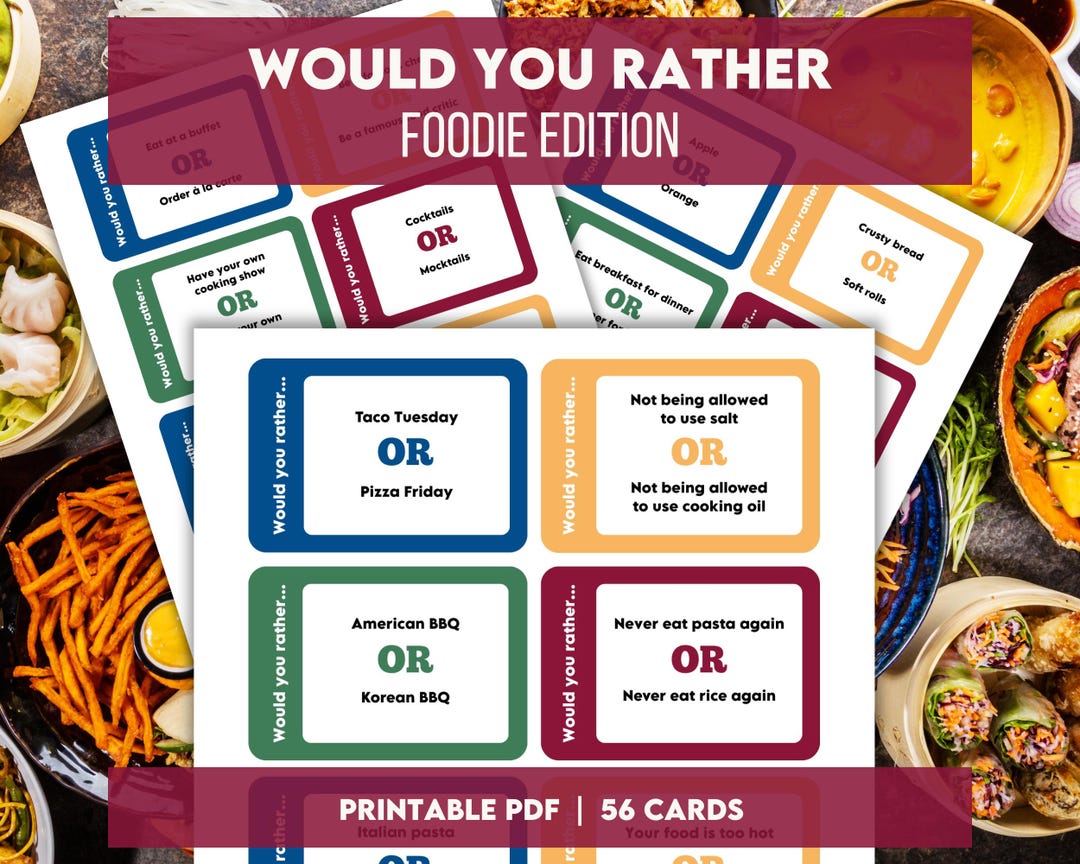 Foodie Would You Rather Game – 56 Dinner Party Conversation Cards ...