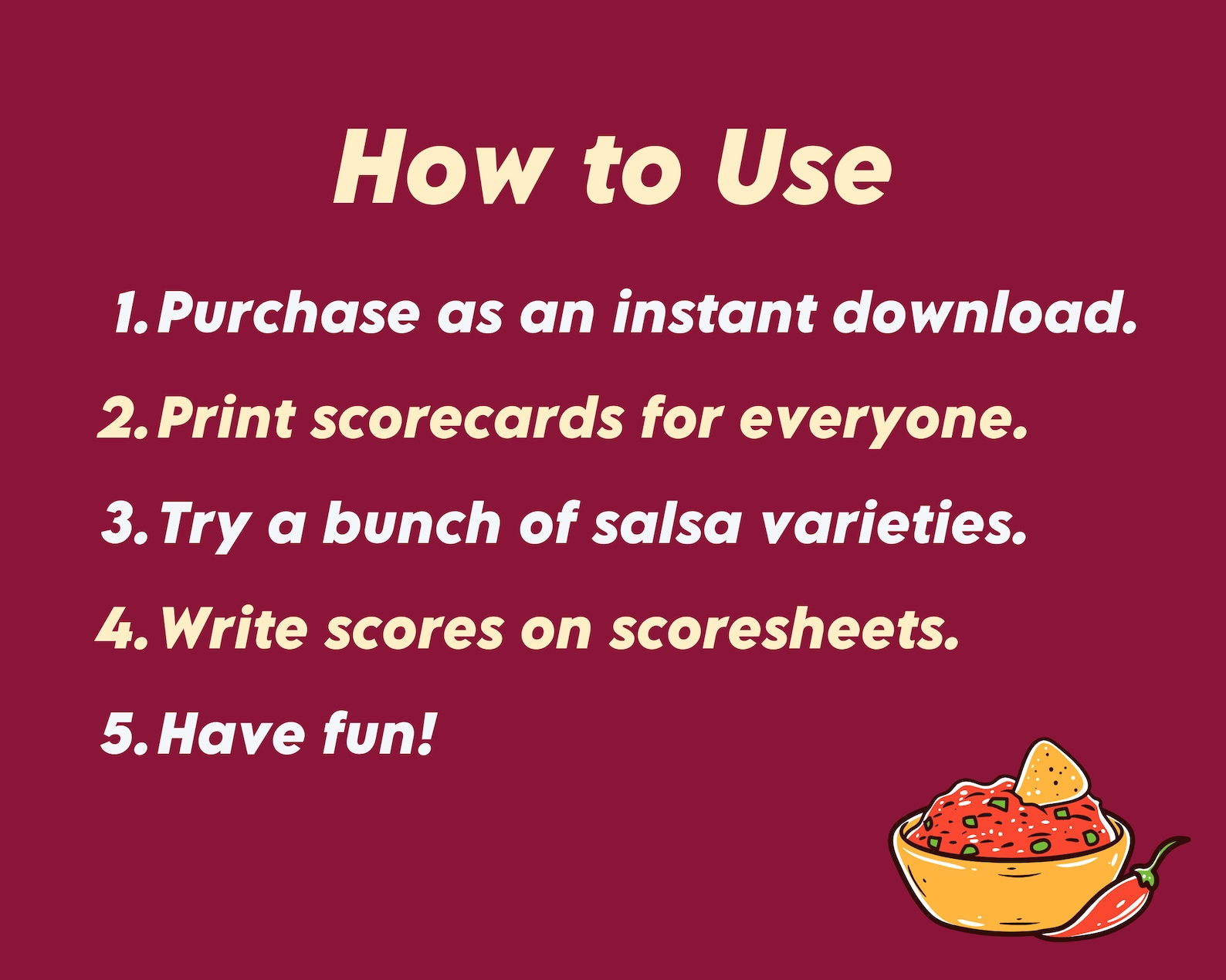 Salsa Tasting Scorecard – Taco Tuesday or Cinco De Mayo Party Game ...