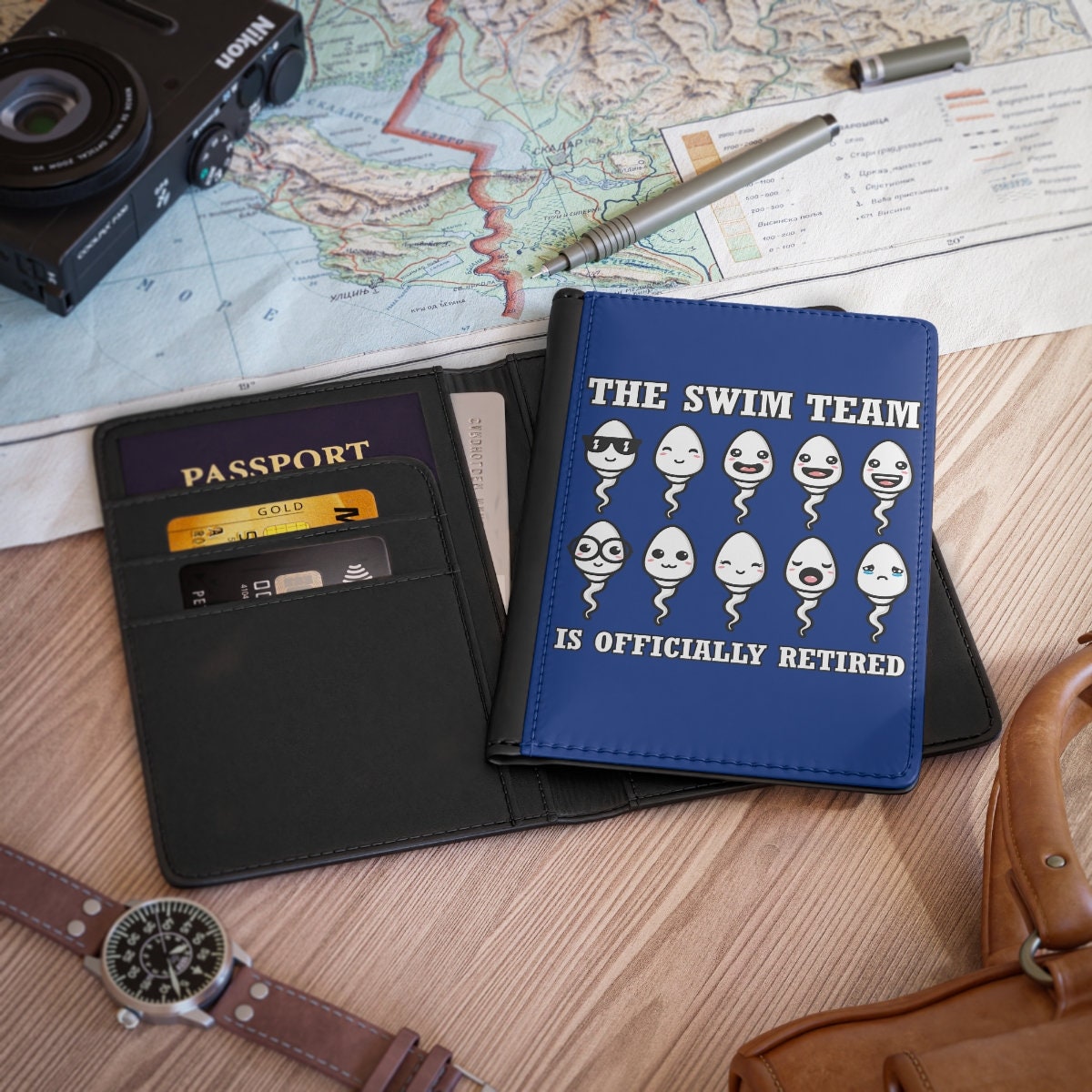 Funny Passport Cover With Card Slots Funny Sperm Meme the Swim Team ...