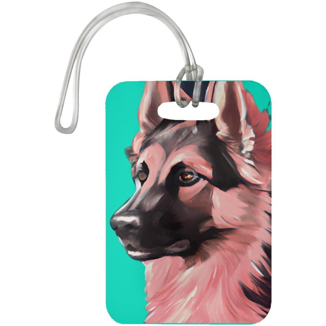 Dog Luggage Bag Tag, German Shepherd Dog Painting, Luggage Tags, Dog ...